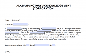 Free Alabama Notary Acknowledgement Forms - PDF - Word