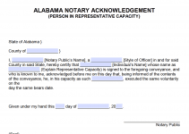 Free Alabama Notary Acknowledgement - Individual - PDF - Word