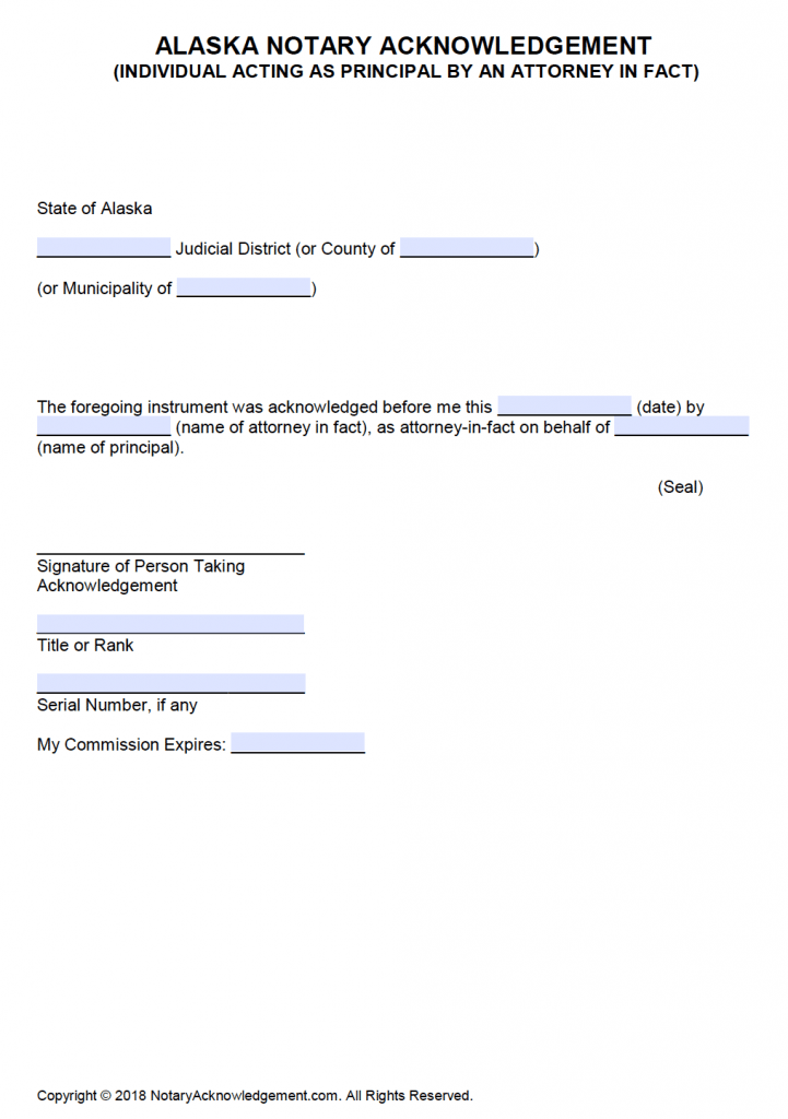 Free Alaska Notary Acknowledgement Forms - PDF - Word