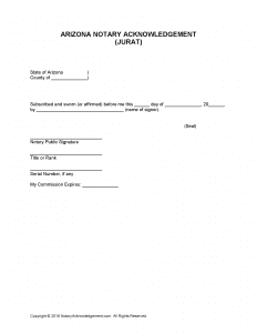 Free Arizona Notary Acknowledgement Forms - PDF - Word
