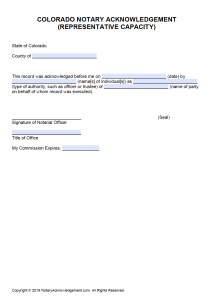 Free Colorado Notary Acknowledgement Forms - PDF - Word