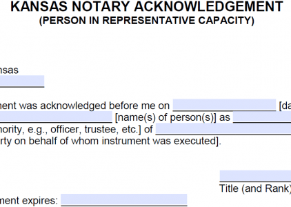 Free Kansas Notary Acknowledgement - Individual - PDF - Word