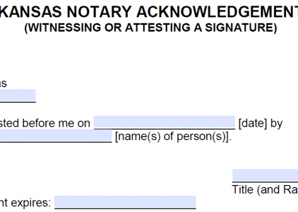 Free Kansas Notary Acknowledgement - Individual - PDF - Word
