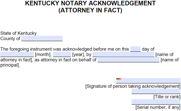 Free Kentucky Notary Acknowledgement Forms - PDF - Word