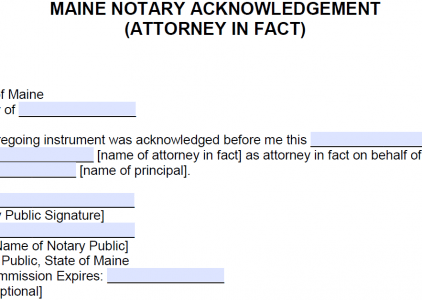 Free Maine Notary Acknowledgement - Individual - PDF - Word