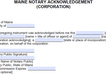 Free Maine Notary Acknowledgement - Individual - PDF - Word