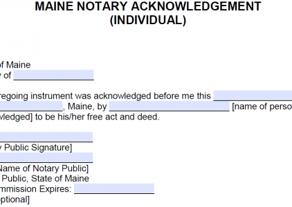Free Maine Notary Acknowledgement - Corporation - PDF - Word