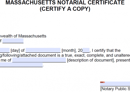 Free Massachusetts Notarial Certificate - Jurat - PDF - Word