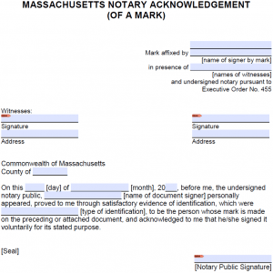 Free Massachusetts Notary Acknowledgement (Mark) - PDF - Word