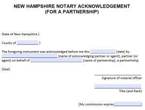 Free New Hampshire Notary Acknowledgement Forms - PDF - Word
