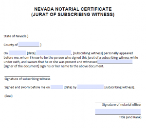 Free Nevada Notary Acknowledgement Forms - PDF - Word