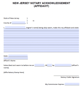 Free New Jersey Notary Acknowledgement Forms - PDF - Word