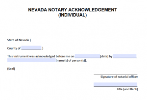 Free Nevada Notary Acknowledgement Forms - PDF - Word