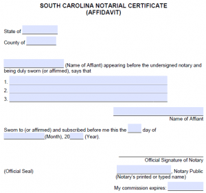 Free South Carolina Notary Acknowledgement Forms – PDF – Word