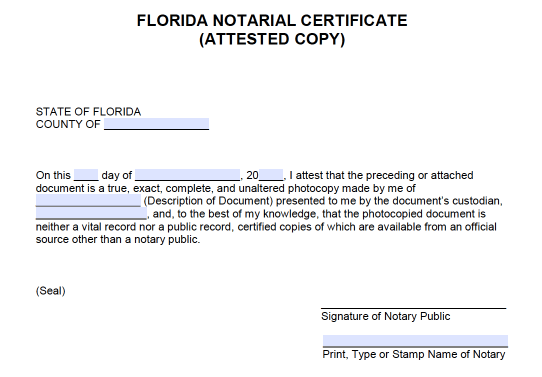 Free Florida Notarial Certificate Attested Copy PDF Word free-florida-notarial-certificate-attested-copy-pdf-word
