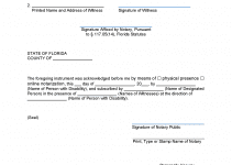Free Florida Notarial Certificate - Oath or Affirmation Signed by Mark ...