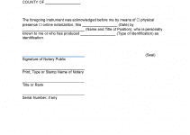 Free Florida Notarial Certificate - Oath or Affirmation Signed by Mark ...