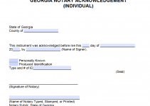 Free Georgia Notary Acknowledgement - Corporation - PDF - Word