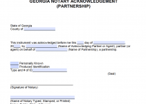 Free Georgia Notary Acknowledgement - Corporation - PDF - Word