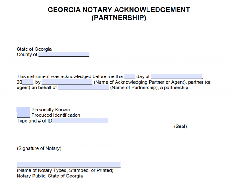 Free Georgia Notary Acknowledgement Forms - PDF - Word