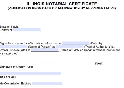 Free Illinois Notarial Certificate - Verification Upon Oath or Affirmation - PDF - Word