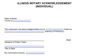 Free Illinois Notary Acknowledgement - Individual - PDF - Word