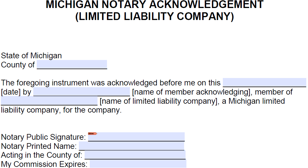Free Michigan Notary Acknowledgement Forms - PDF - Word