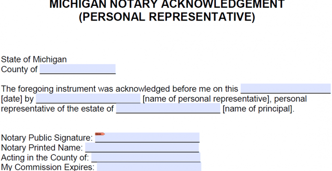 Free Michigan Notary Acknowledgement Forms - PDF - Word