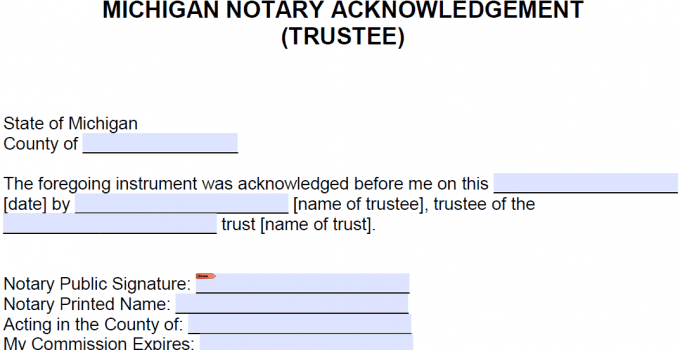 Free Michigan Notary Acknowledgement Forms - PDF - Word