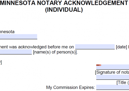 Free Minnesota Notary Acknowledgement - Representative - PDF - Word