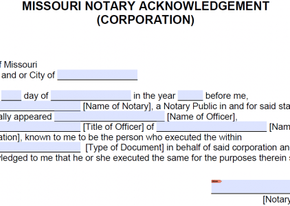 Free Missouri Notary Acknowledgement - Individual - PDF - Word