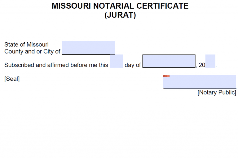 Free Missouri Notarial Certificate - Jurat - PDF - Word