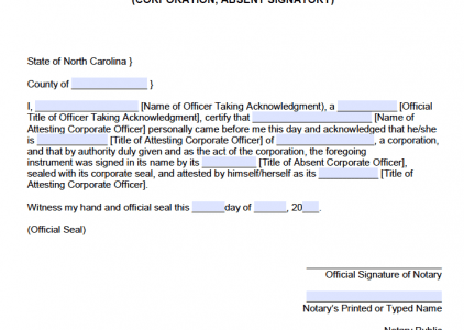 Free North Carolina Individual Notary Acknowledgement - PDF - Word