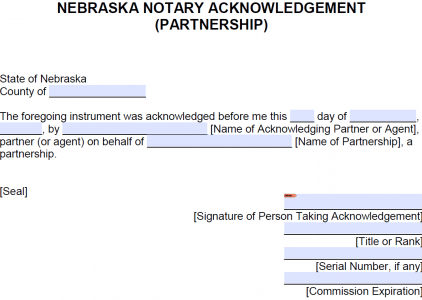 Free Nebraska Notary Acknowledgement Forms - PDF - Word