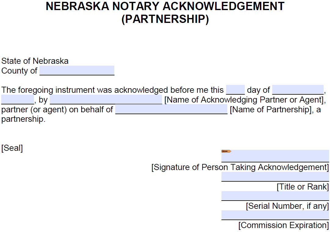 Free Nebraska Notary Acknowledgement Forms - PDF - Word