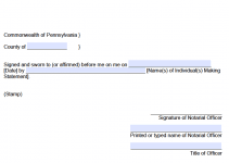 Free Pennsylvania Notary Acknowledgement – Representative - PDF - Word