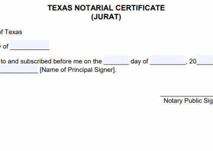 Free Texas Notary Acknowledgement - Ordinary Certificate - PDF - Word