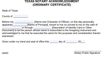 Free Texas Notary Acknowledgement – Corporation - PDF - Word