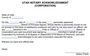 Free Utah Notary Acknowledgement Forms – PDF – Word