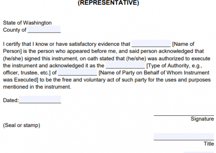 Free Washington Notary Acknowledgement - Individual - PDF - Word