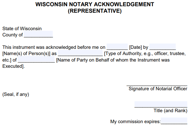 Free Wisconsin Notary Acknowledgement Forms - PDF - Word